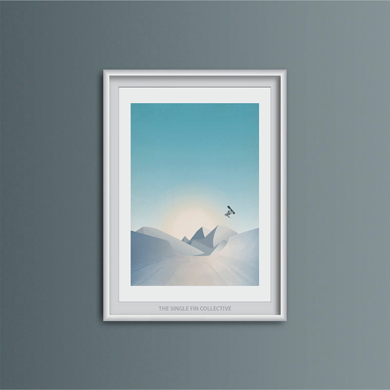 Snowboarder in a Halfpipe Art Print from the Single Fin Collective